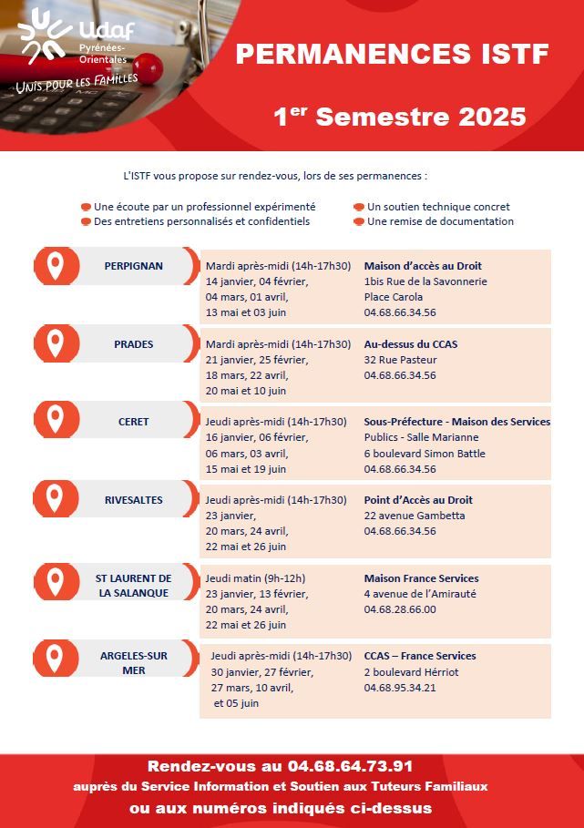 Les permanences de l'ISTF - Udaf 66 Pyrénées-Orientales